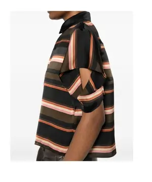 Sacai Short Sleeve Striped Polo Shirt