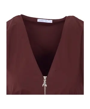 Patrizia Pepe Cropped V-neck Zip-front Top