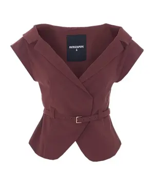 Patrizia Pepe Belted Sleeveless Blazer - Red