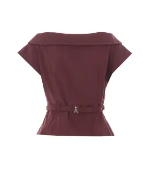 Patrizia Pepe Belted Sleeveless Blazer - Red