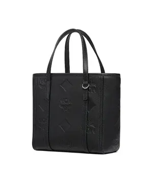 Mcm Mini Toni Tote Bag With Embossed Monogram - Black