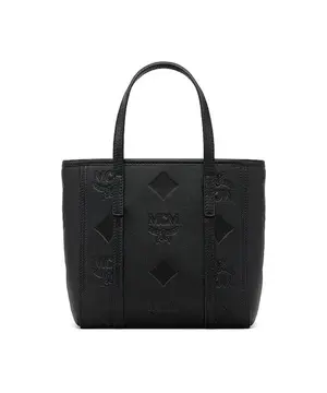 Mcm Mini Toni Tote Bag With Embossed Monogram - Black
