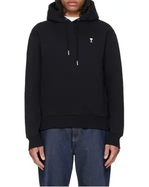 AMI Paris De Coeur Drawstring Hoodie - Black