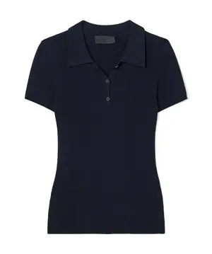 NILI LOTAN Solana Ribbed Polo Shirt