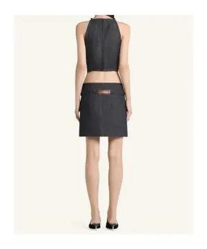 COURREGES Double Pocket Denim Skirt - Black
