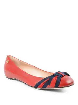 Gucci Leather Ballet Flats With Bow Detailing