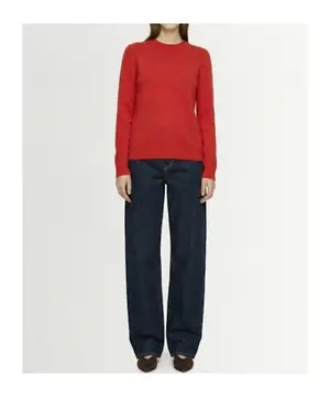 Khaite Leta Cashmere Round Neck Sweater - Red