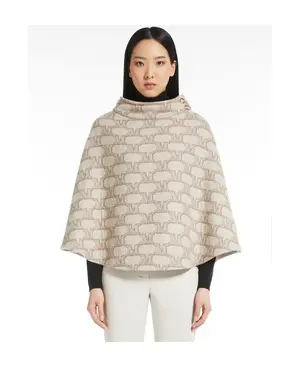 Max Mara Wool And Cashmere Jacquard Logo Cape