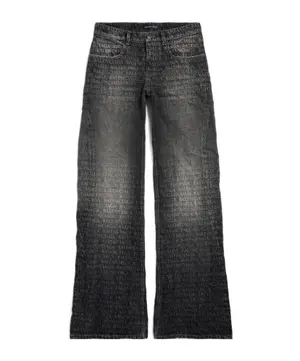 Balenciaga Logo Detailed Flared Jeans - Faded Black