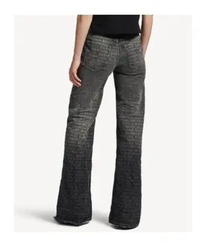 Balenciaga Logo Detailed Flared Jeans - Faded Black