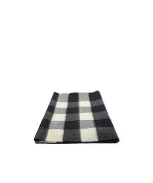 Burberry Navy Blue Checkered Scarf - Black