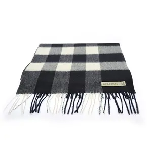 Burberry Navy Blue Checkered Scarf