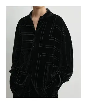 TOTEME Oversized Devoré Shirt - Black