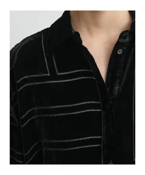 TOTEME Oversized Devoré Shirt - Black