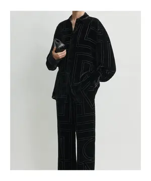 TOTEME Oversized Devoré Shirt - Black