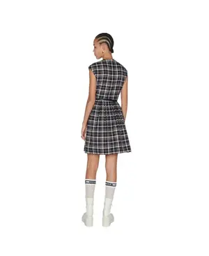 Dior Sleeveless V-neck Plaid Dress