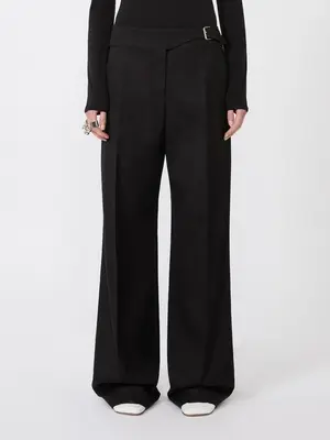 Sportmax Salita Pleated Trousers With Asymmetrical Waistband - Black