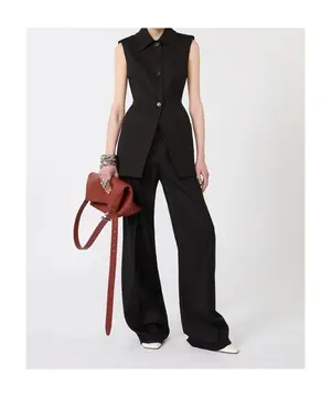 Sportmax Salita Pleated Trousers With Asymmetrical Waistband - Black