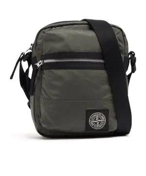 Stone Island Coated Nylon Pouch With Adjustable Shoulder Strap - Black