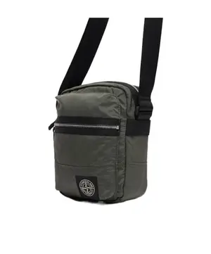 Stone Island Coated Nylon Pouch With Adjustable Shoulder Strap - Black
