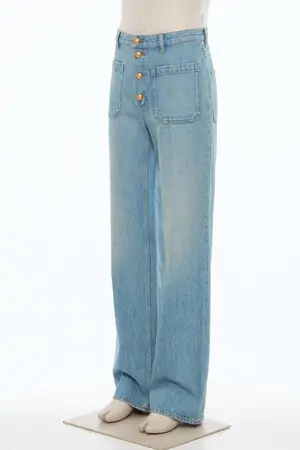 Valentino Garavani Button Detailed Regular Fit Jeans - Blue