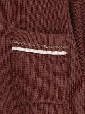 Brunello Cucinelli Crew Neck Long Sleeve Sweater With Chest Pocket - Red