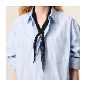 Ami Crinkled Gavroche Scarf - Black