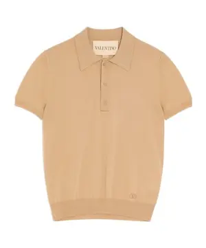 Valentino Garavani Logo Embroidered Short-sleeved Polo Shirt - Nude