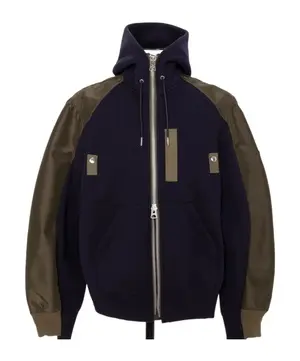 Sacai Sponge Hooded Zip-up Jacket - Black