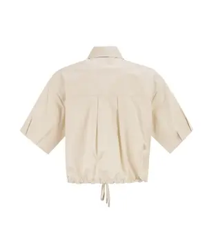 Peserico Cropped Stretch Sateen Shirt With Drawstring Hem