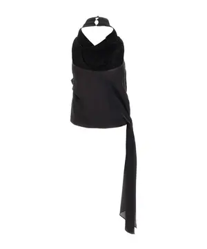 ENTIRE STUDIOS Halterneck Tie-front Top - Black