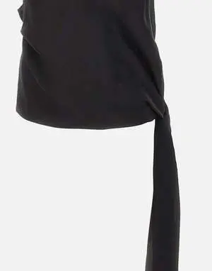 ENTIRE STUDIOS Halterneck Tie-front Top - Black