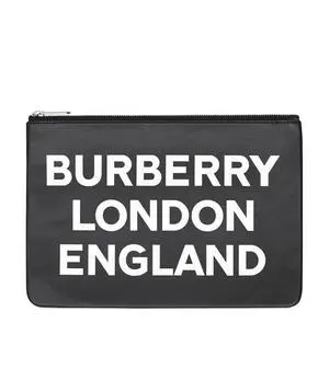 Burberry Logo Printed Pouch - Black