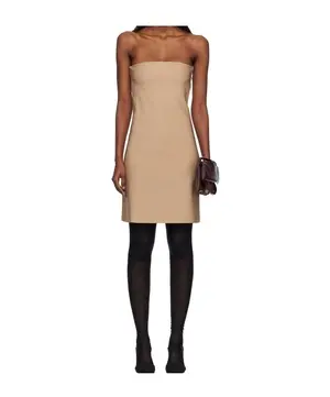 COURREGES Embroidered Logo Knitted Mini Dress - Dune