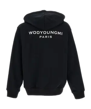 WOOYOUNGMI Logo Patch Zip Hoodie - Black