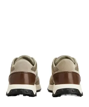 TOD'S Panelled Lace-up Suede And Leather Sneakers - Nude