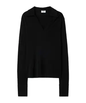 Filippa K Long Sleeve V-neck Knit Top - Black