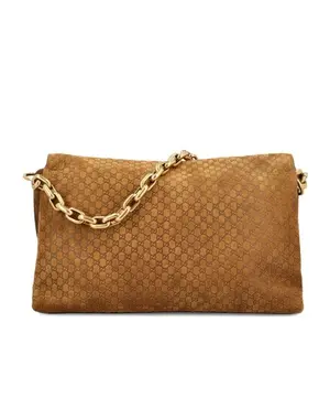 Gucci Chain Linked Shoulder Bag - Brown