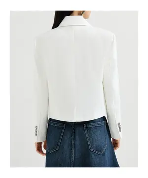 Brunello Cucinelli Long Sleeve Double Breasted Blazer - White