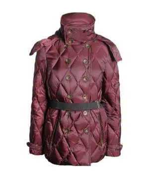 Burberry Double-breasted Quilted Down Jacket With Hood And Belt
