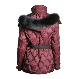 Burberry Double-breasted Quilted Down Jacket With Hood And Belt