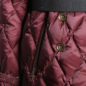 Burberry Double-breasted Quilted Down Jacket With Hood And Belt