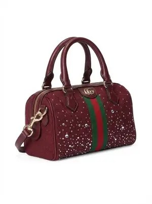 Gucci Embellished Ophidia Small Boston Bag - Red