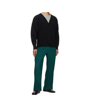 Issey Miyake Homme Plissé Long-sleeved V-neck Cardigan - Black