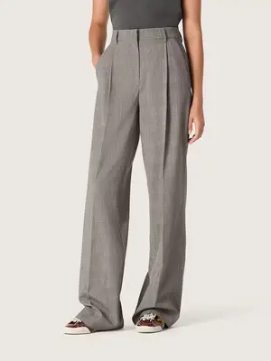 GOLDEN GOOSE Wide-leg Checked Trousers - Grey