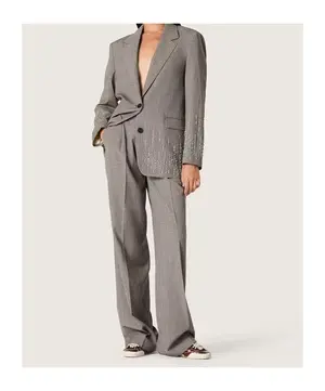 GOLDEN GOOSE Wide-leg Checked Trousers - Grey