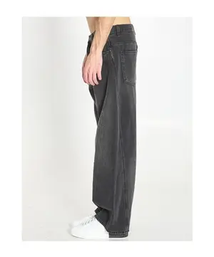 Dolce & Gabbana Wide Leg Jeans With Logo Plaque