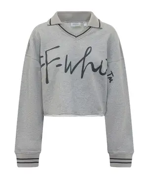 Off-White Logo Print V-neck Sweatshirt - Gray