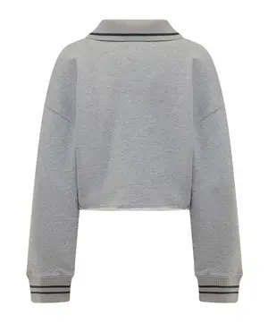 Off-White Logo Print V-neck Sweatshirt - Gray