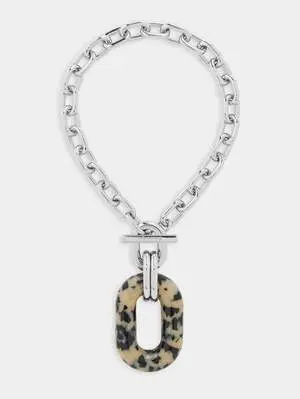 Rabanne Link Necklace With Tortoise-shell Resin